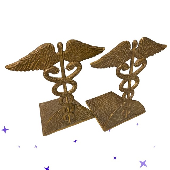 MCM | Other | Vtg 6x6 Inches Matching Set Of Medical Caduceus Bronze ...